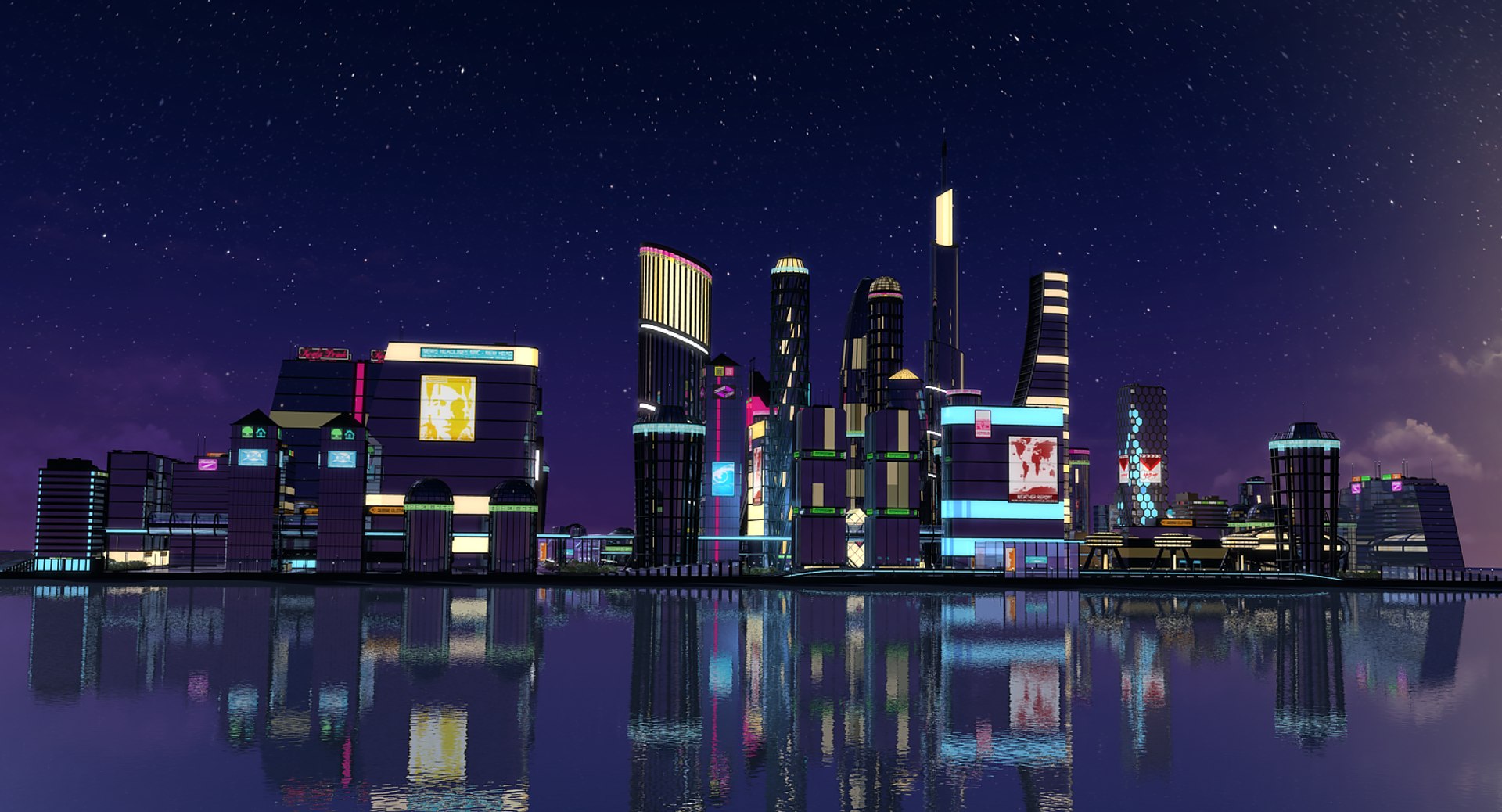 3D city night model - TurboSquid 1255631
