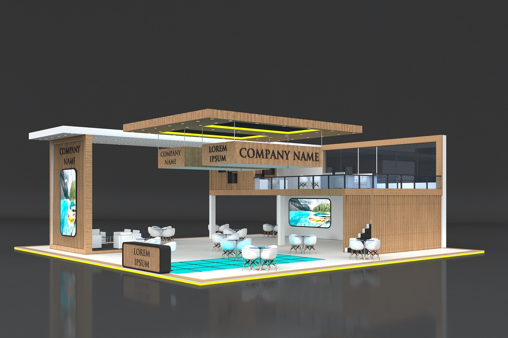 3D 3D Booth Exhibition Stand Stall 16x16m Height 550 Cm 4 Side Open Model - TurboSquid 2024605