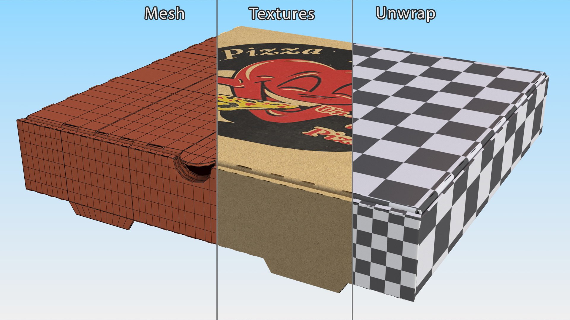 3D Model Pizza Box With Cartoon Tomato Design - TurboSquid 2389489