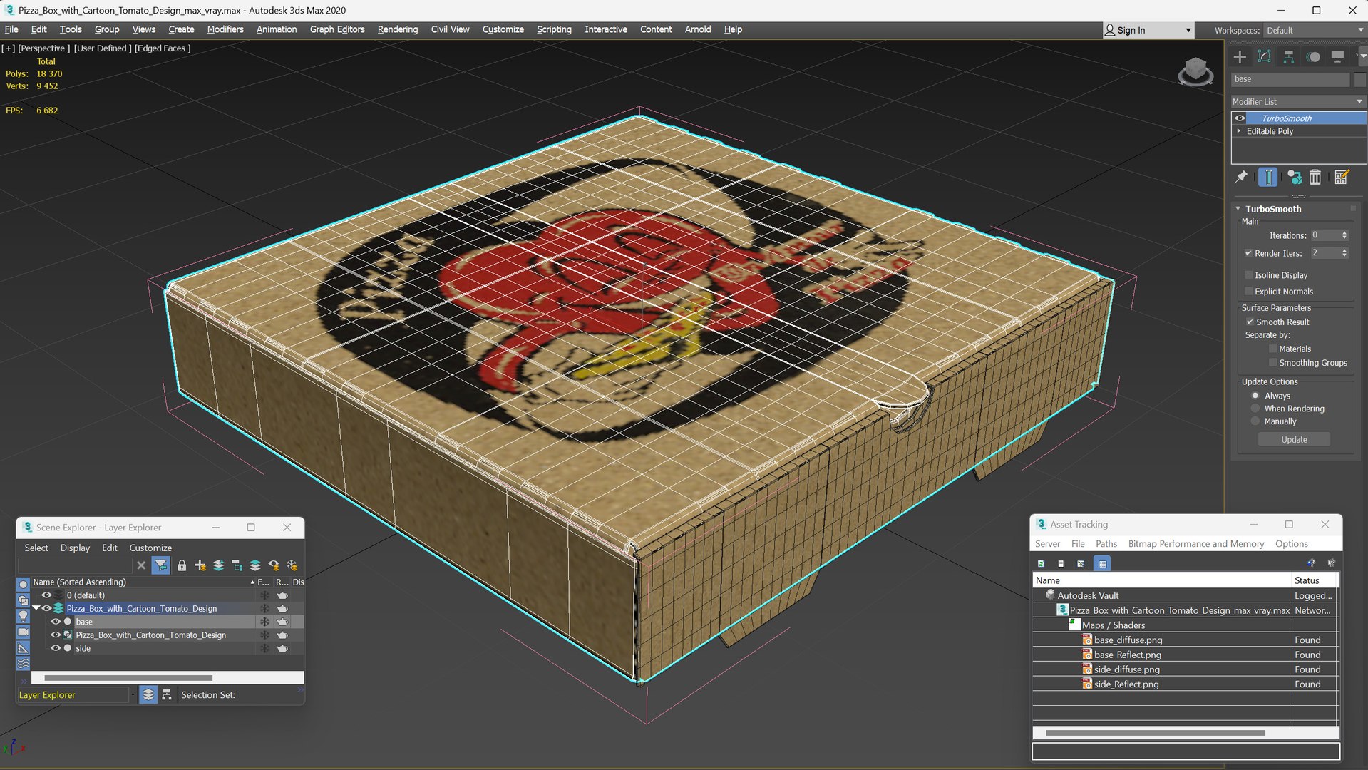 3D Model Pizza Box With Cartoon Tomato Design - TurboSquid 2389489