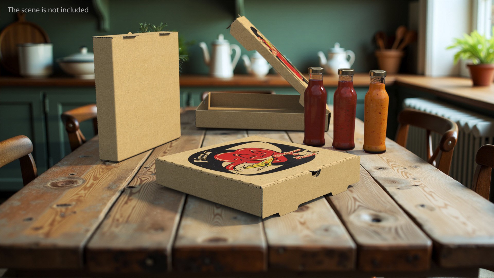 3D Model Pizza Box With Cartoon Tomato Design - TurboSquid 2389489