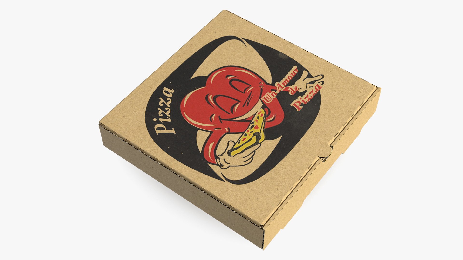 3D Model Pizza Box With Cartoon Tomato Design - TurboSquid 2389489