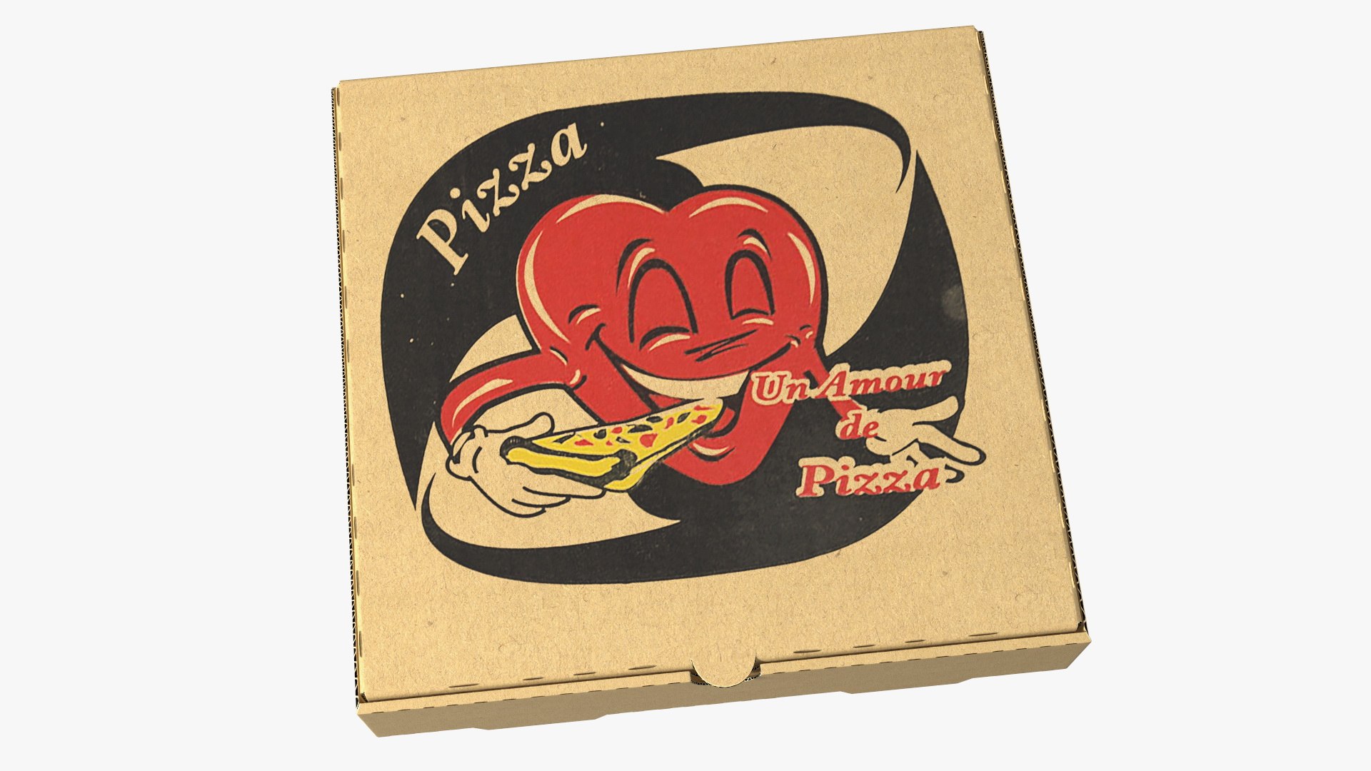 3D Model Pizza Box With Cartoon Tomato Design - TurboSquid 2389489