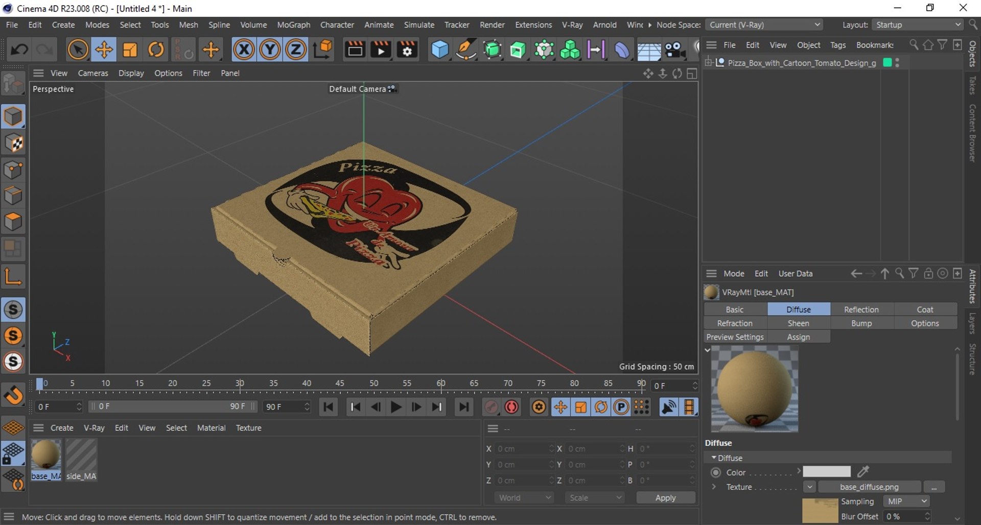 3D Model Pizza Box With Cartoon Tomato Design - TurboSquid 2389489