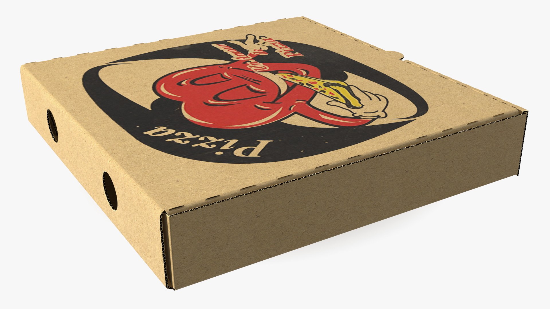 3D Model Pizza Box With Cartoon Tomato Design - TurboSquid 2389489