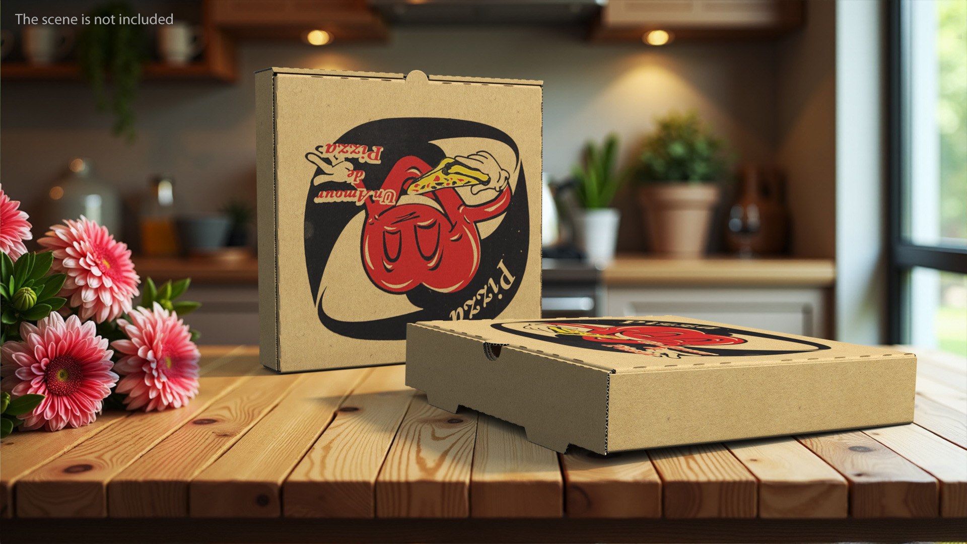 3D Model Pizza Box With Cartoon Tomato Design - TurboSquid 2389489