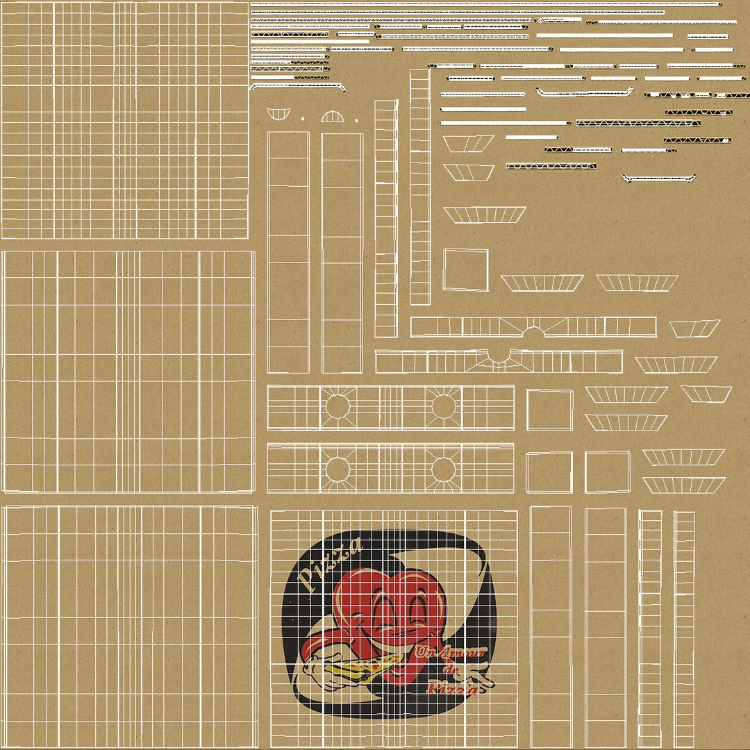 3D Model Pizza Box With Cartoon Tomato Design - TurboSquid 2389489