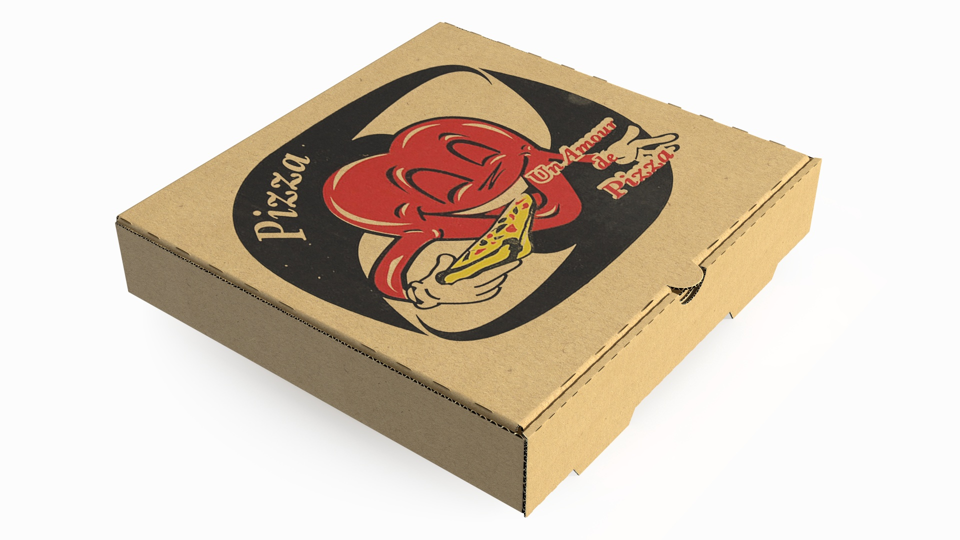 3D Model Pizza Box With Cartoon Tomato Design - TurboSquid 2389489