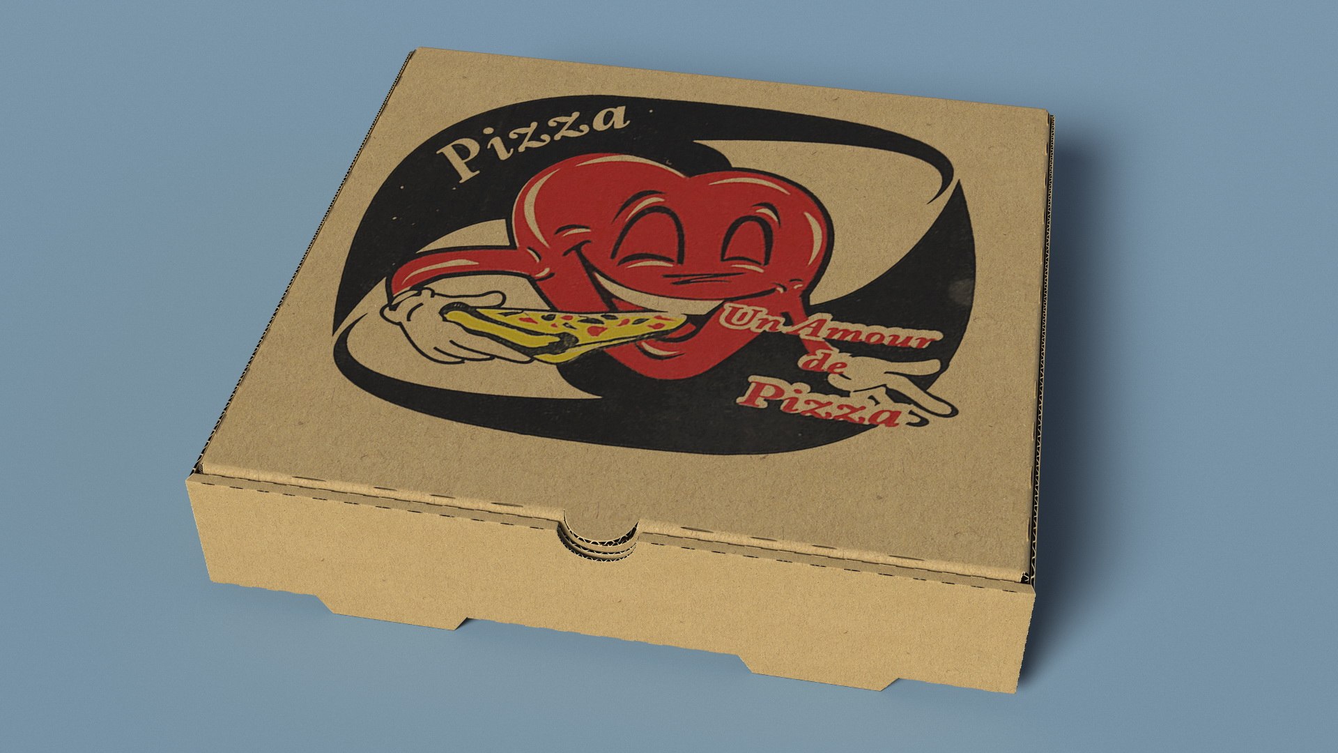3D Model Pizza Box With Cartoon Tomato Design - TurboSquid 2389489