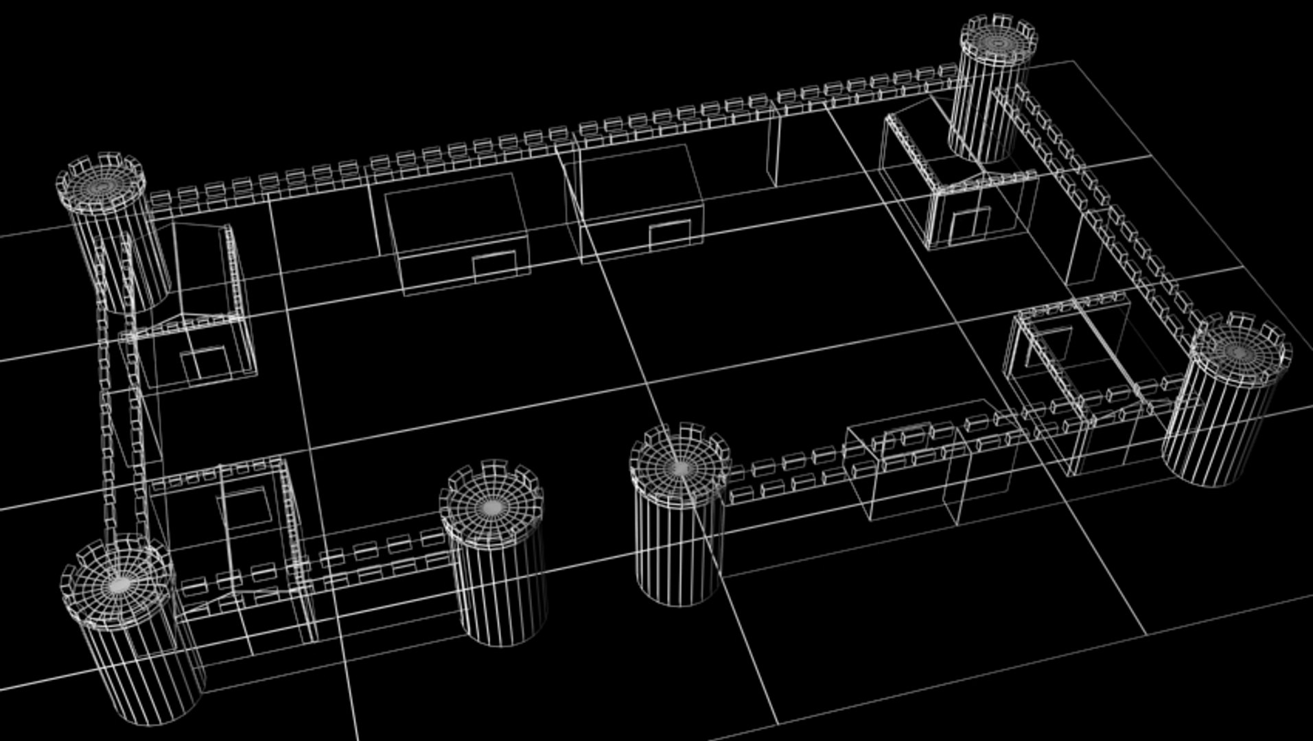 Free Max Model Simple Stone Castle Wall