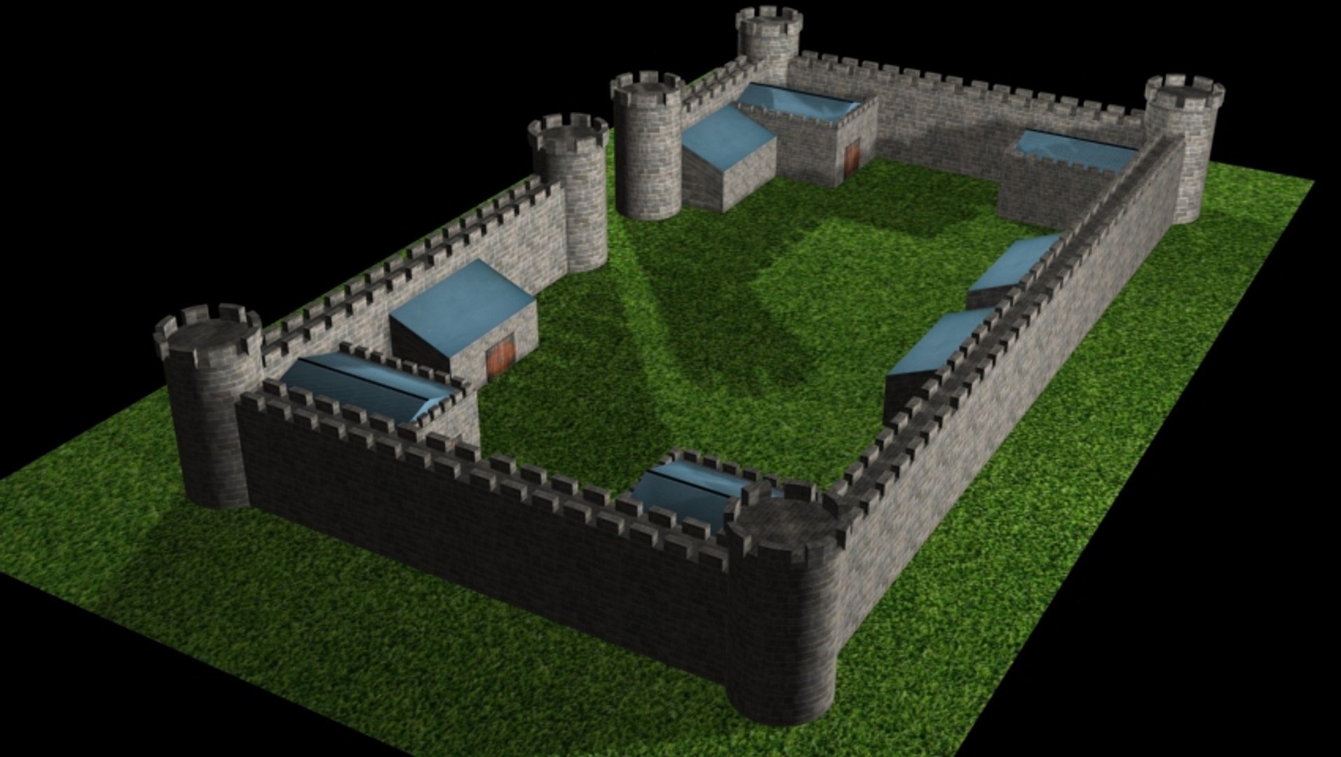 Free Max Model Simple Stone Castle Wall