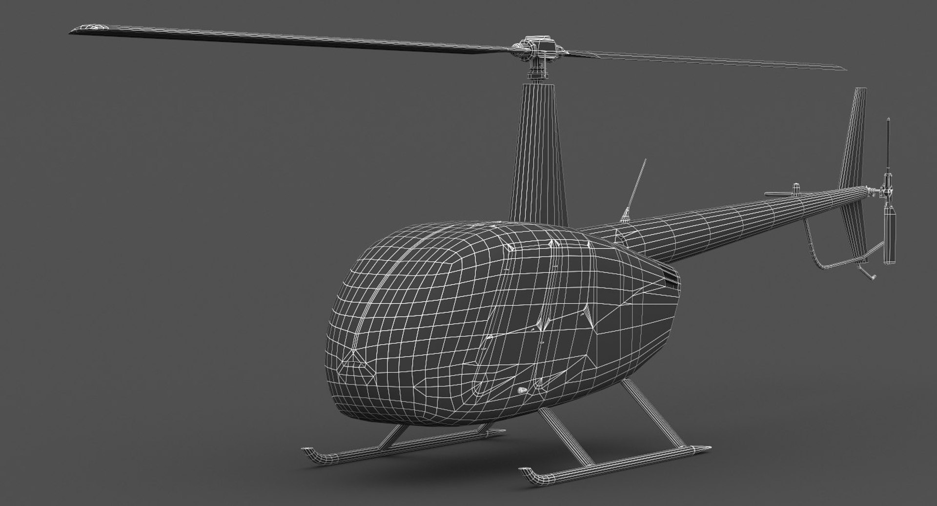Low-poly Robinson R44 Helicopter 3d Model