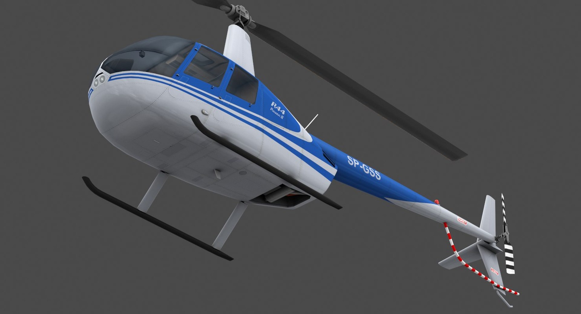Low-poly Robinson R44 Helicopter 3d Model