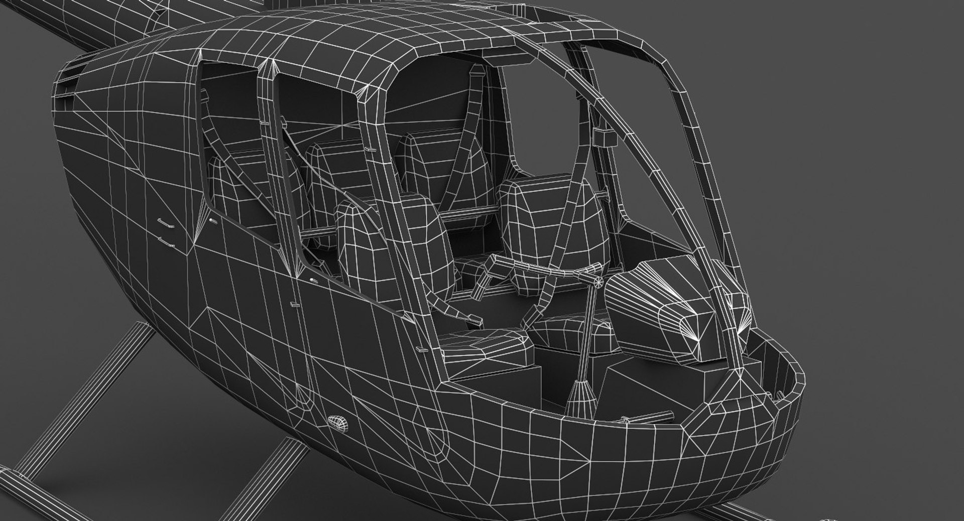 Low-poly Robinson R44 Helicopter 3d Model