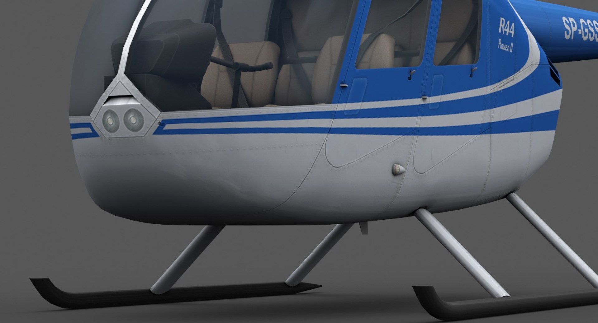 Low-poly Robinson R44 Helicopter 3d Model