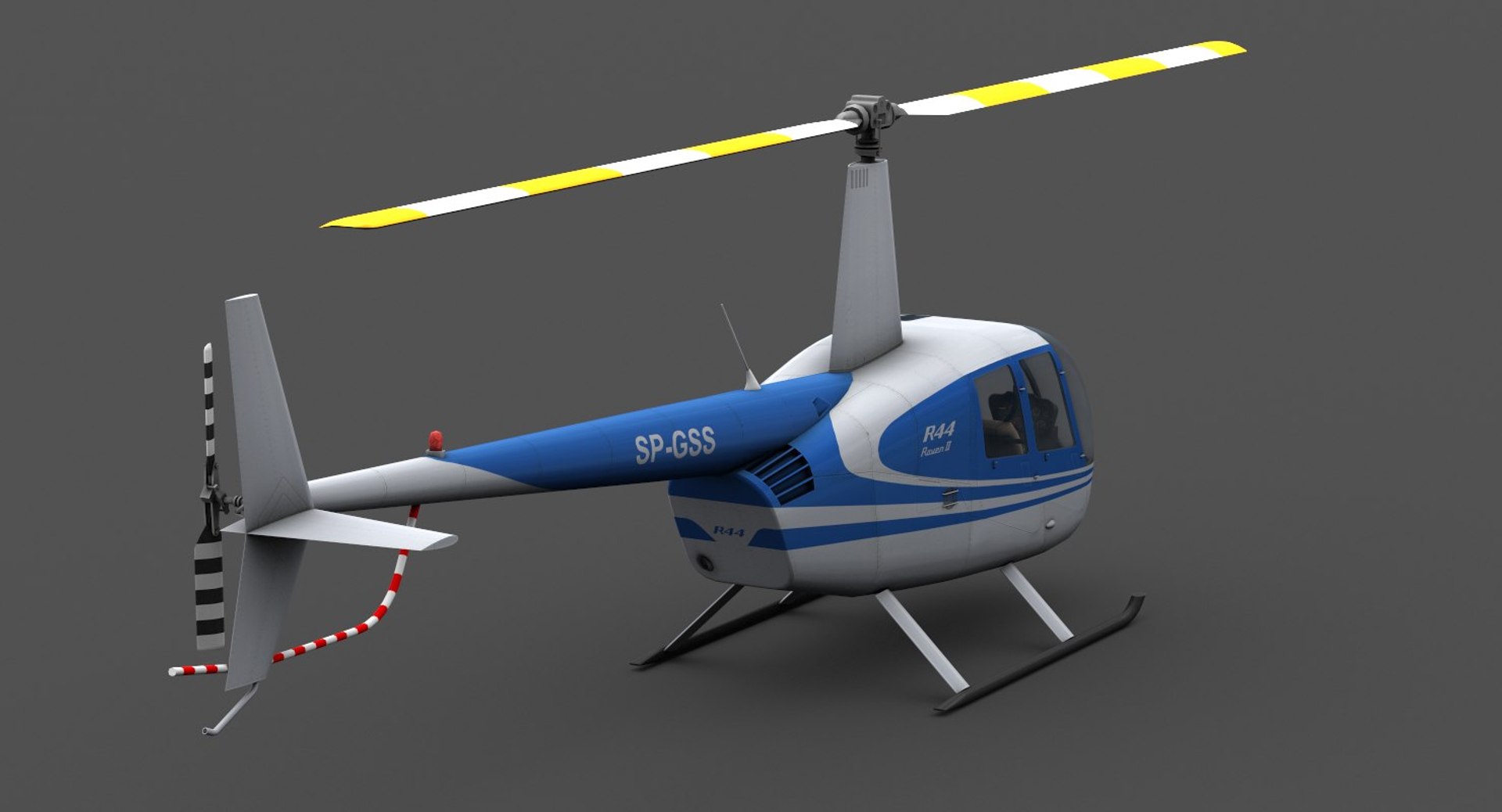 Low-poly Robinson R44 Helicopter 3d Model