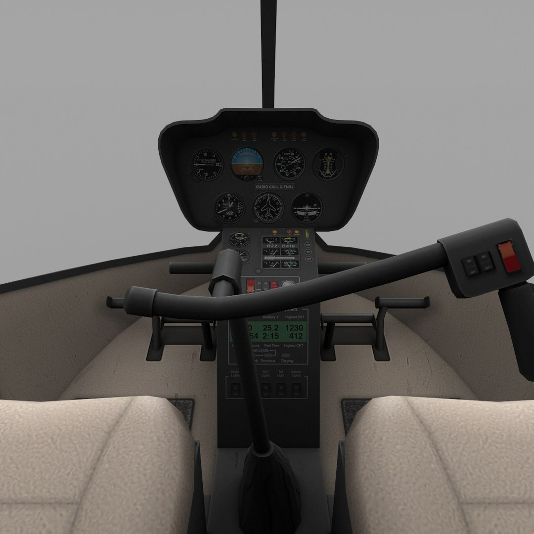Low-poly Robinson R44 Helicopter 3d Model