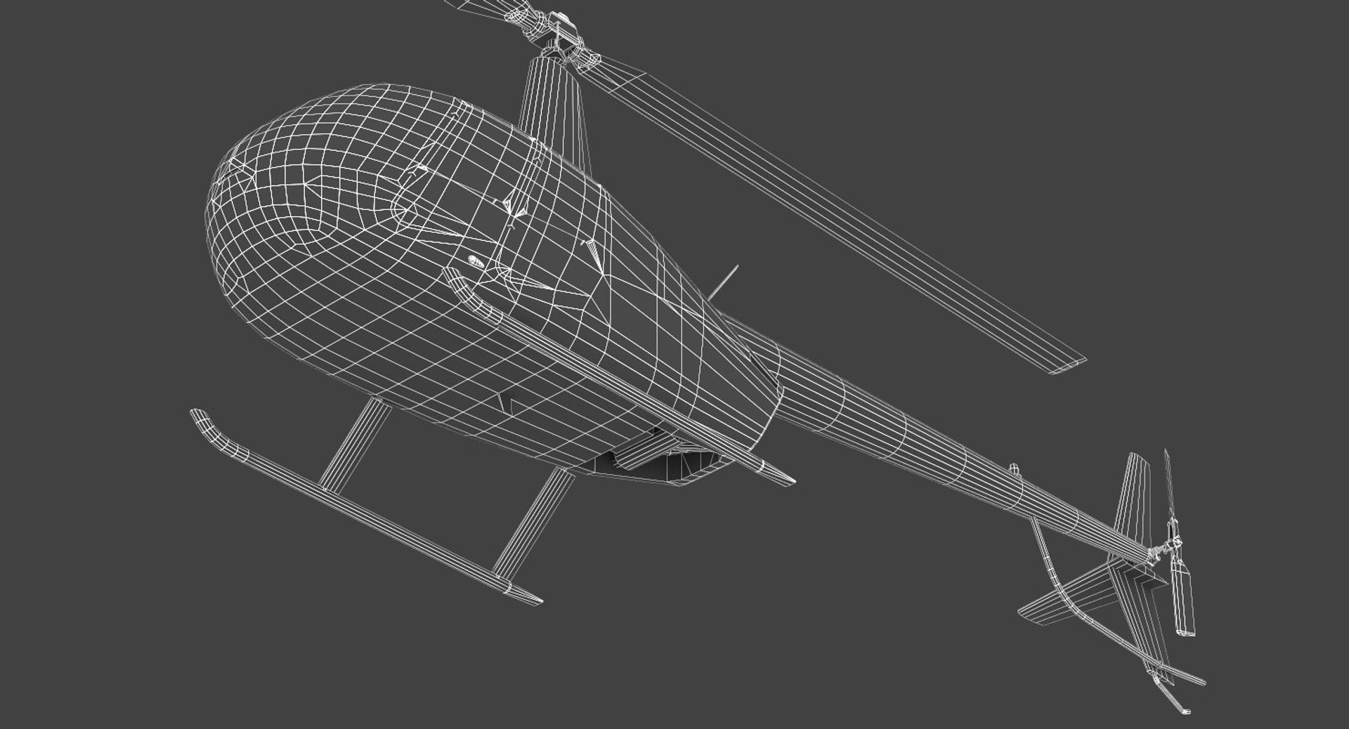 Low-poly Robinson R44 Helicopter 3d Model
