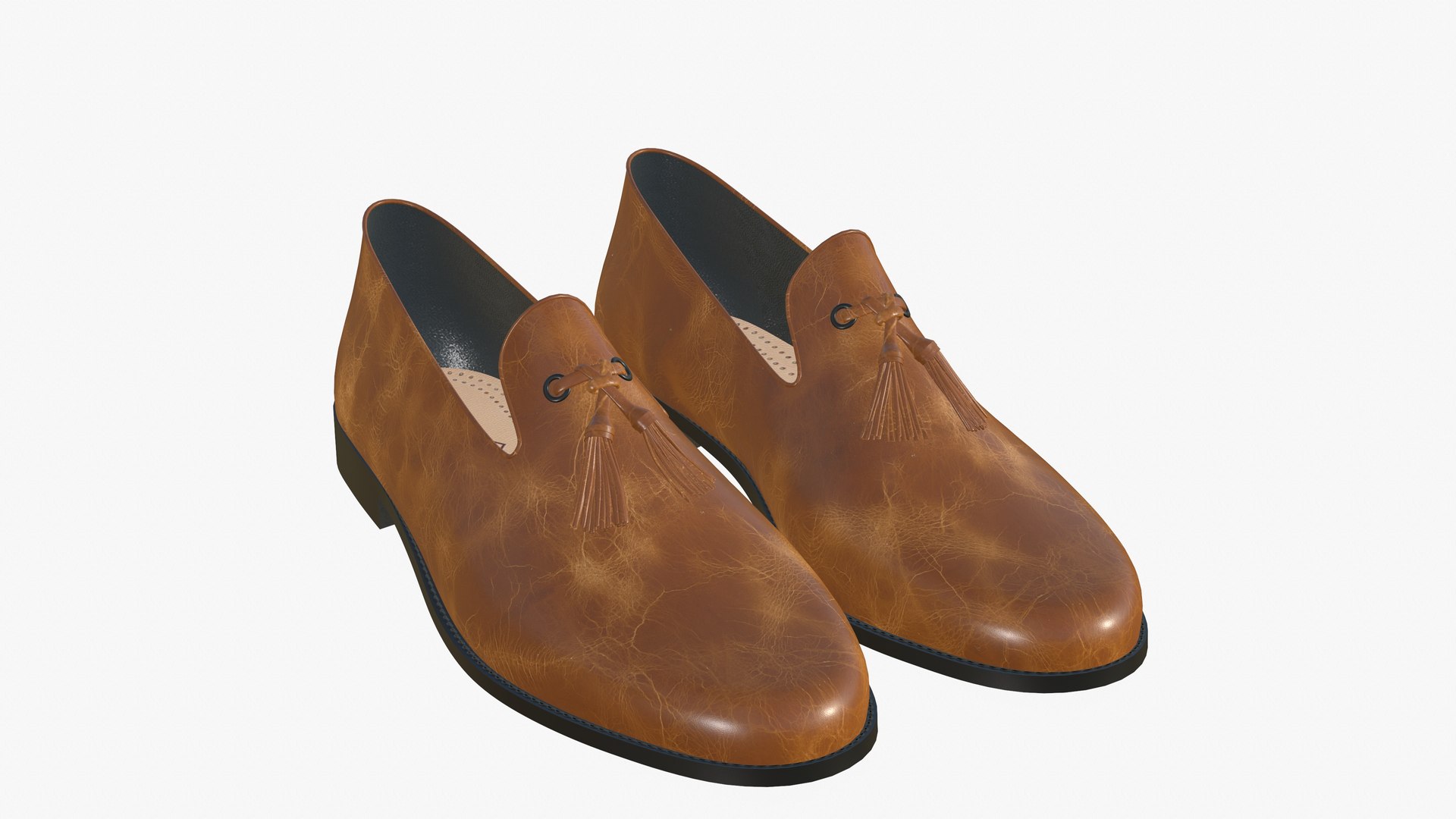 3D Realistic Leather Shoes Yellow Model - TurboSquid 1934444