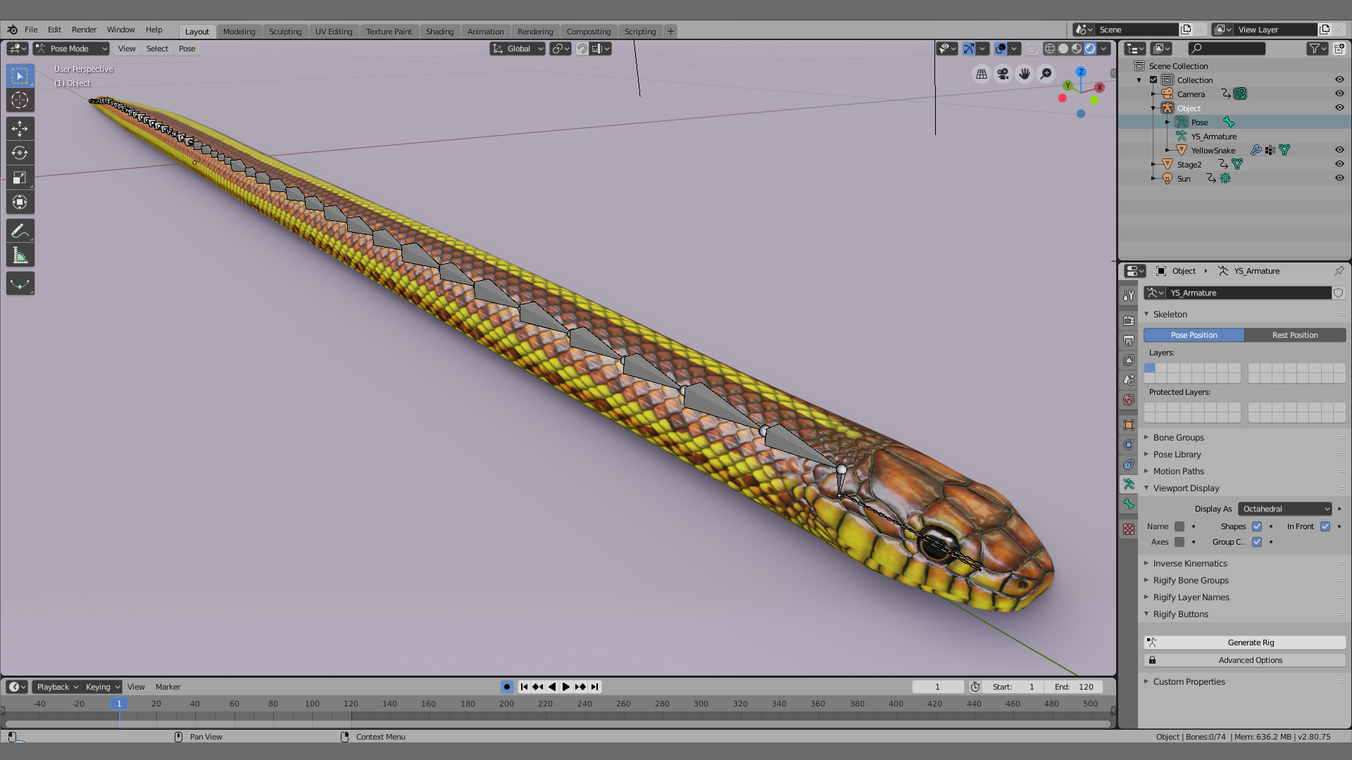 3D Yellow Snake - Rigged model - TurboSquid 1774482