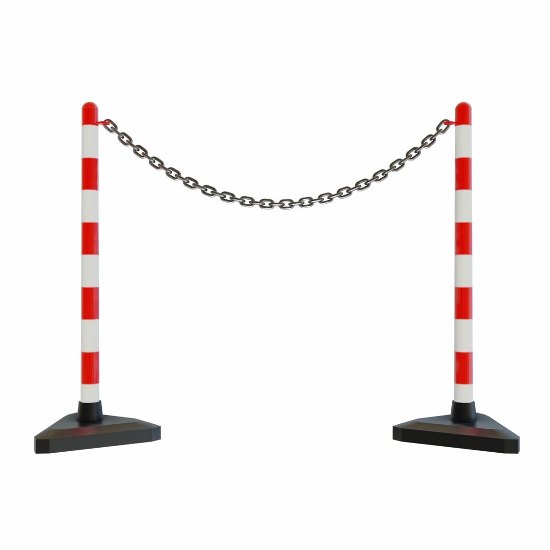3D traffic barrier chain - TurboSquid 1632691