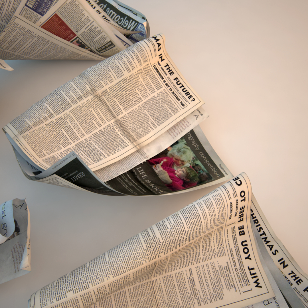 crumpled newspaper paper 3d model