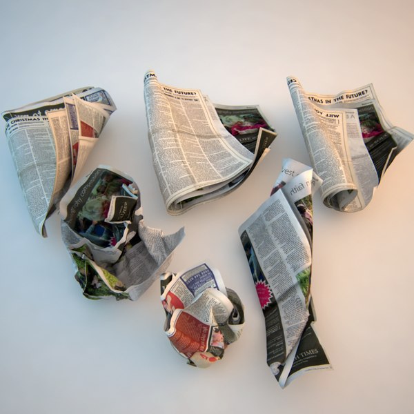 3d model crumpled ball paper