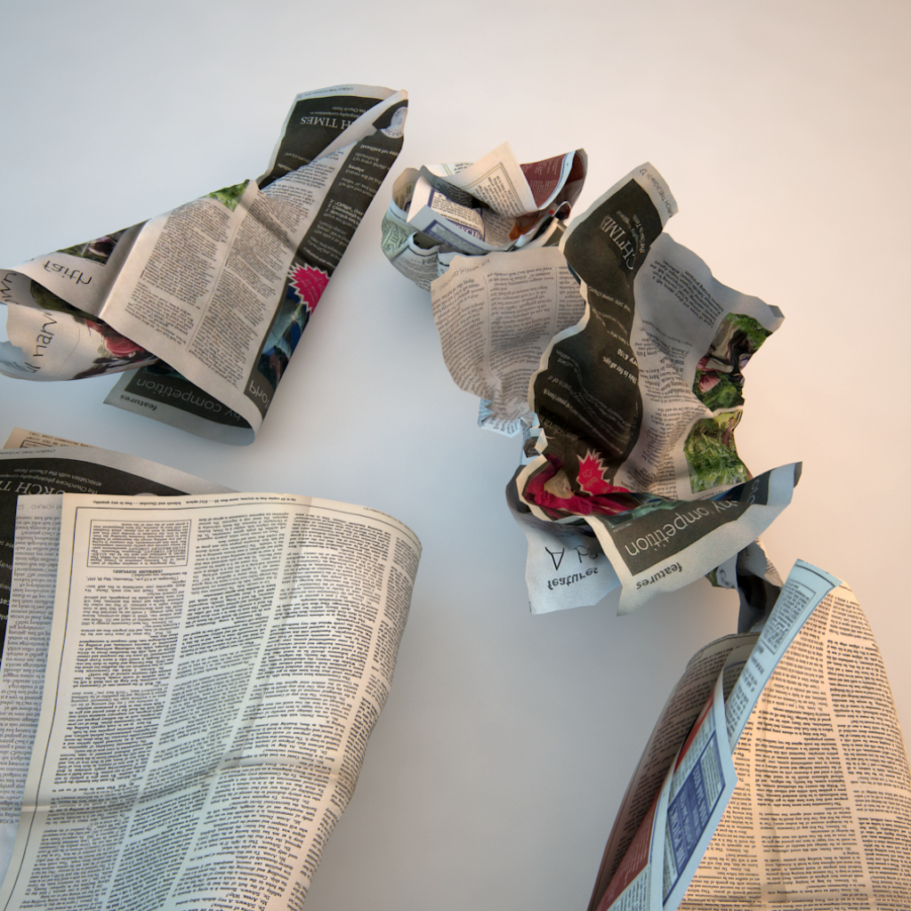 crumpled newspaper paper 3d model