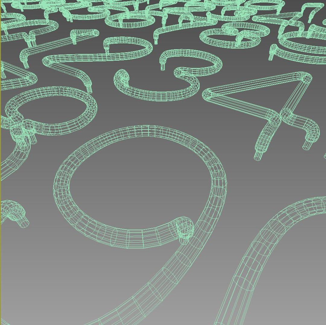 3d Model Neon Numbers Alphabet