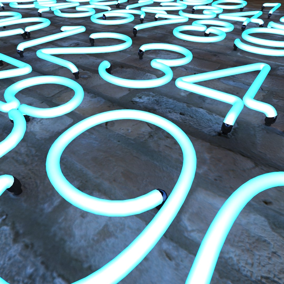3d Model Neon Numbers Alphabet