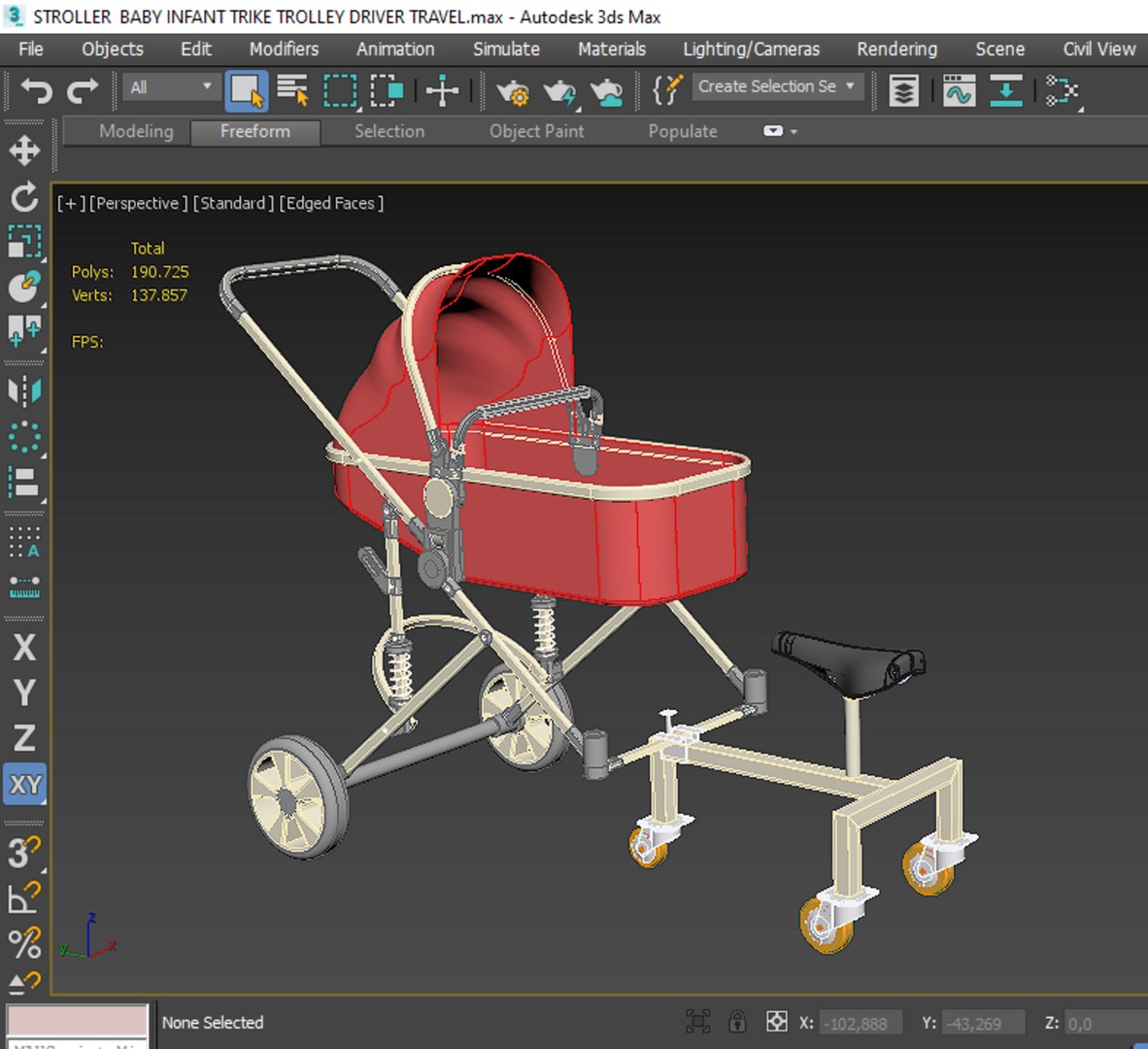 STROLLER BABY INFANT TRIKE TROLLEY DRIVER TRAVEL Model - TurboSquid 1824184