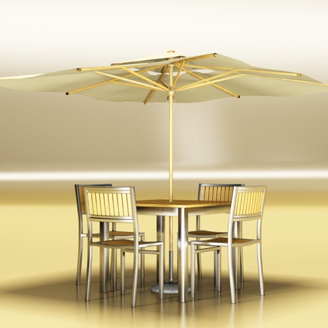 3d Model Bar Table Chair Parasol
