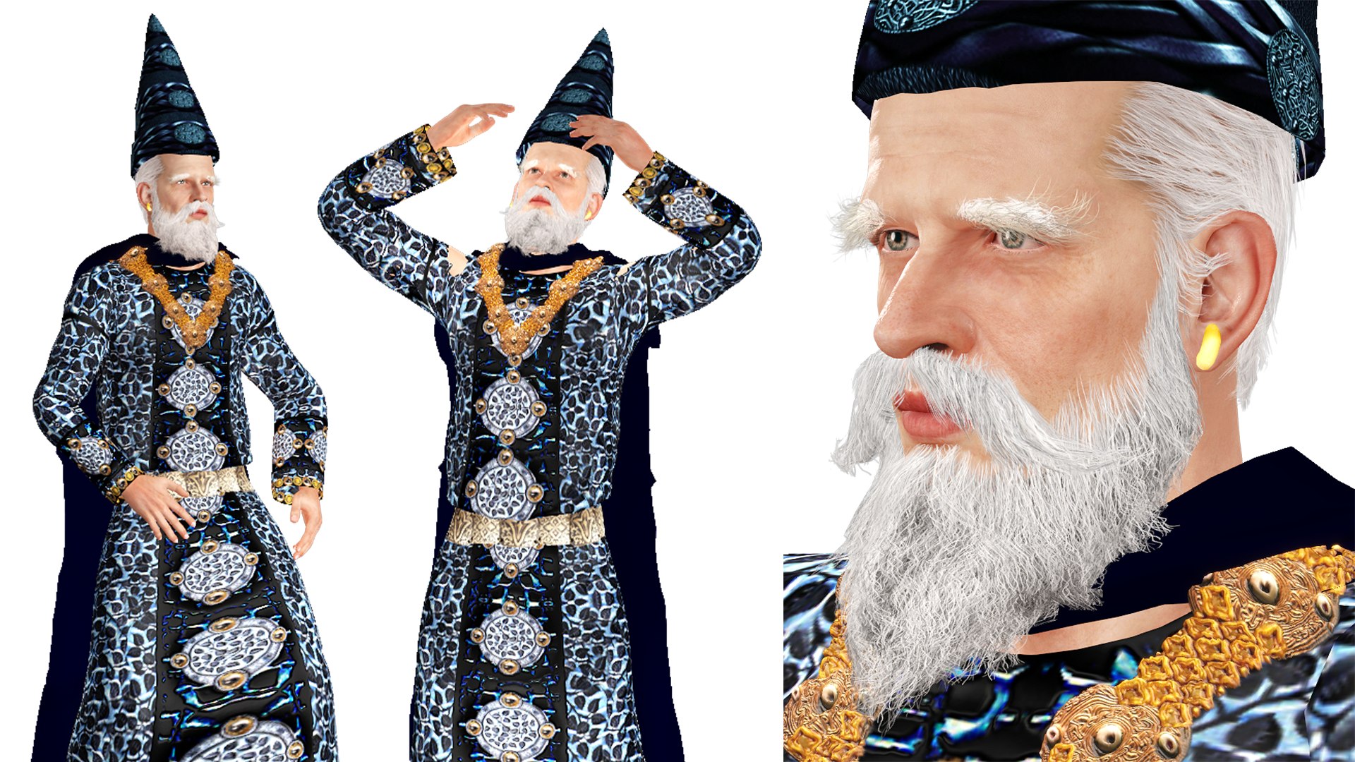 3D Realistic Rigged Medieval Old Man-Kingdom Character 3D Model Model ...