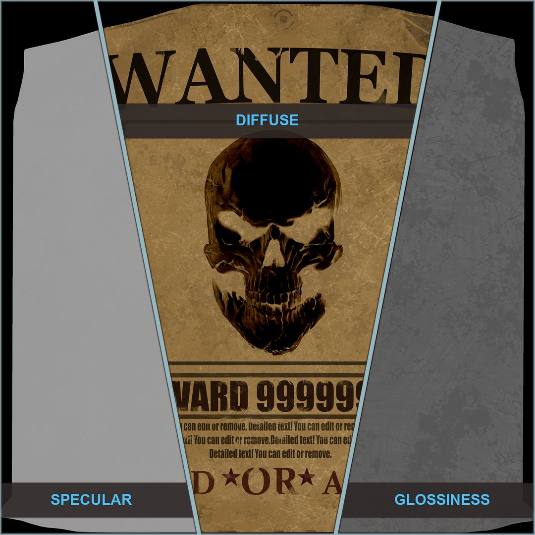 Wanted Poster Editable 3D Model - TurboSquid 1326605