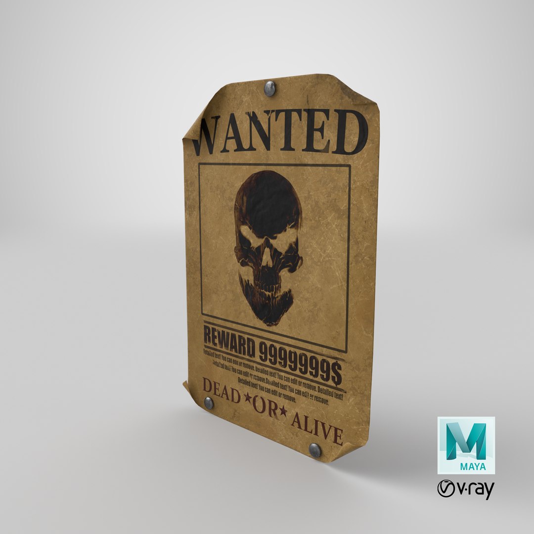 Wanted Poster Editable 3D Model - TurboSquid 1326605