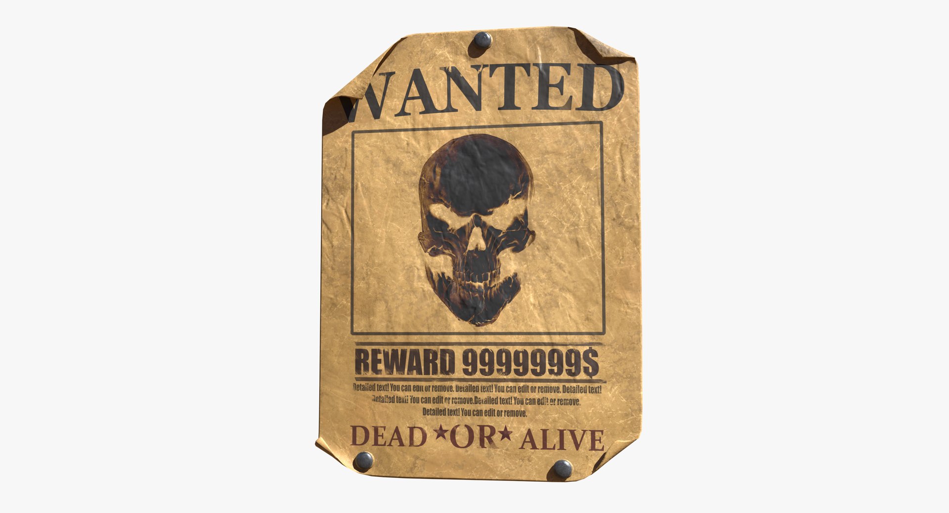 Wanted Poster Editable 3D Model - TurboSquid 1326605