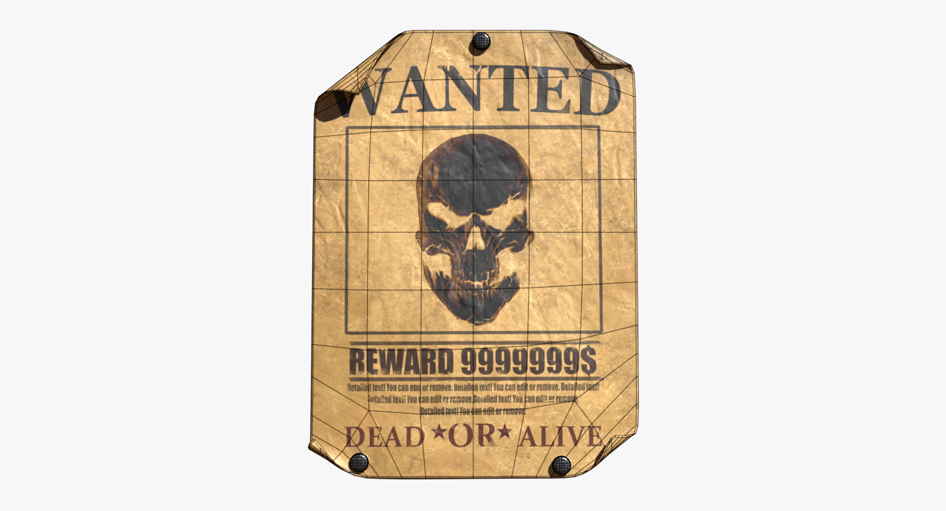 Wanted Poster Editable 3D Model - TurboSquid 1326605