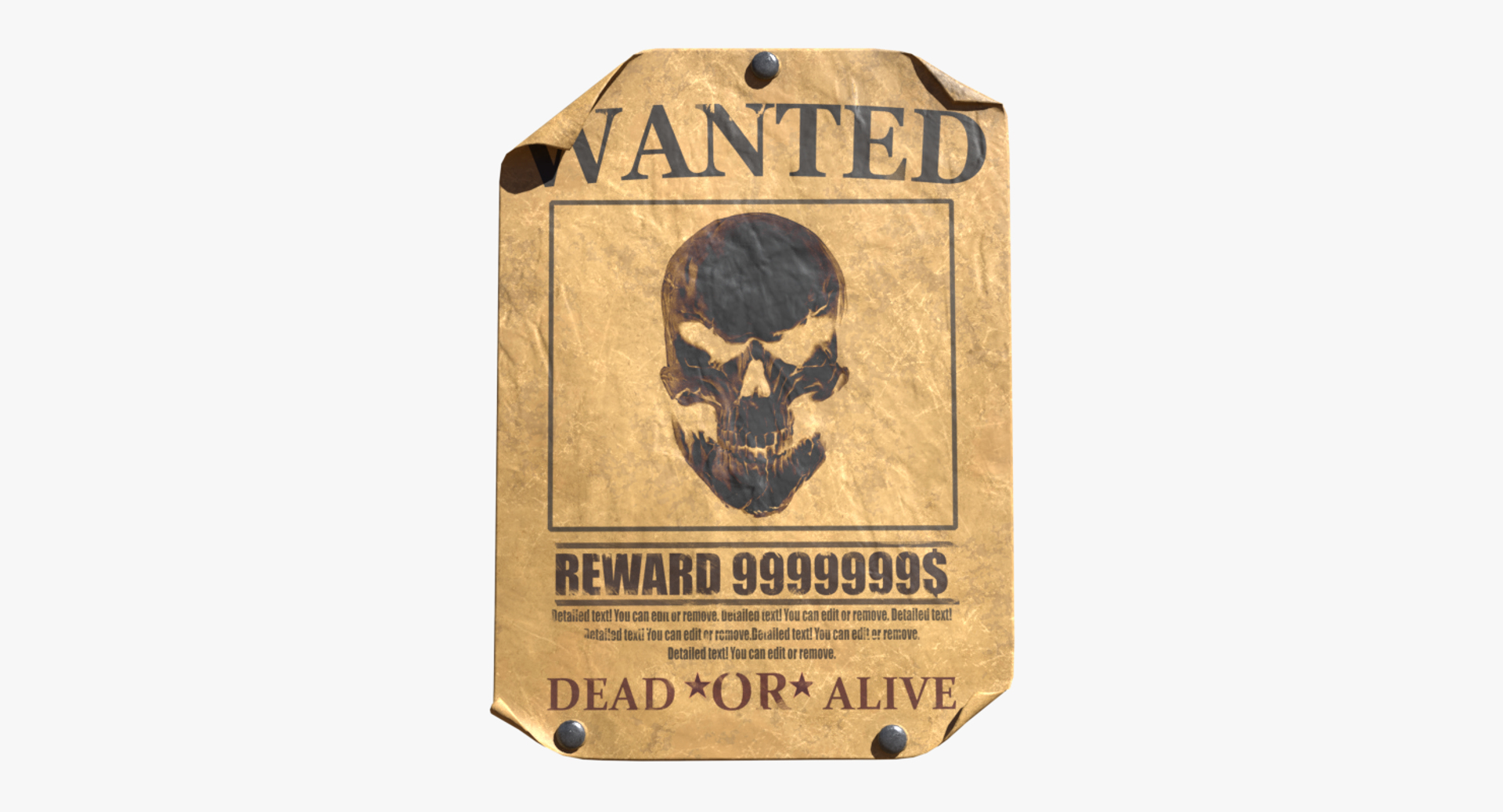 Wanted Poster Editable 3D Model - TurboSquid 1326605