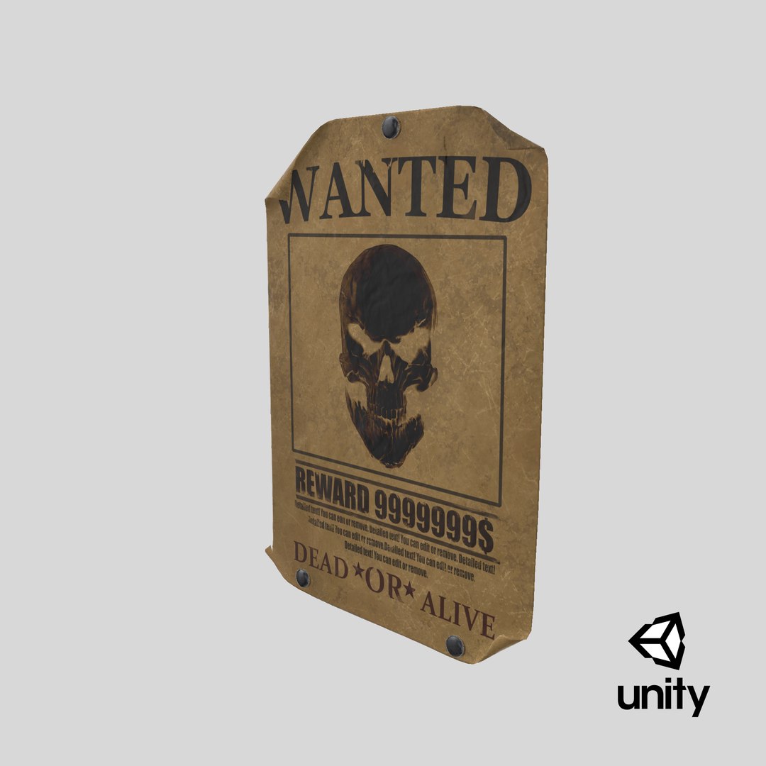 Wanted Poster Editable 3D Model - TurboSquid 1326605