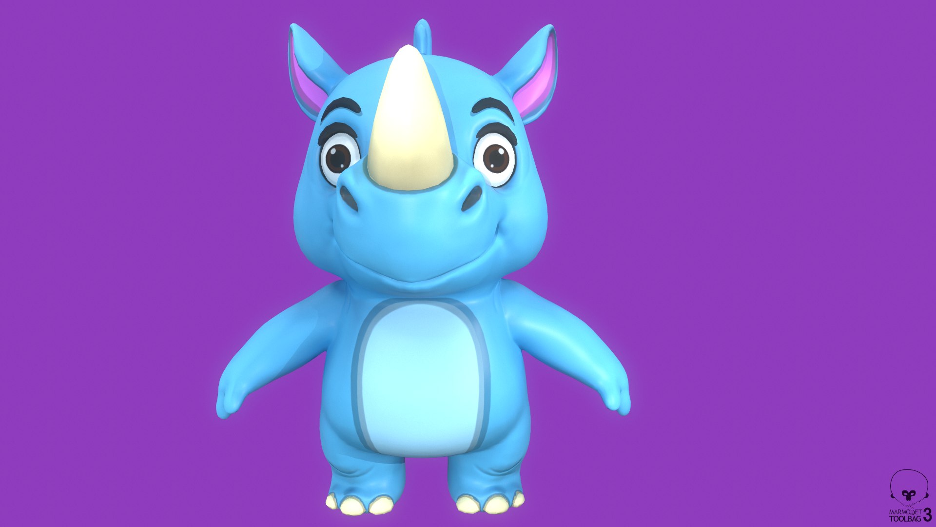 Free Rigged Blue Cute Playful Rhino Low-poly 3D Model Model ...