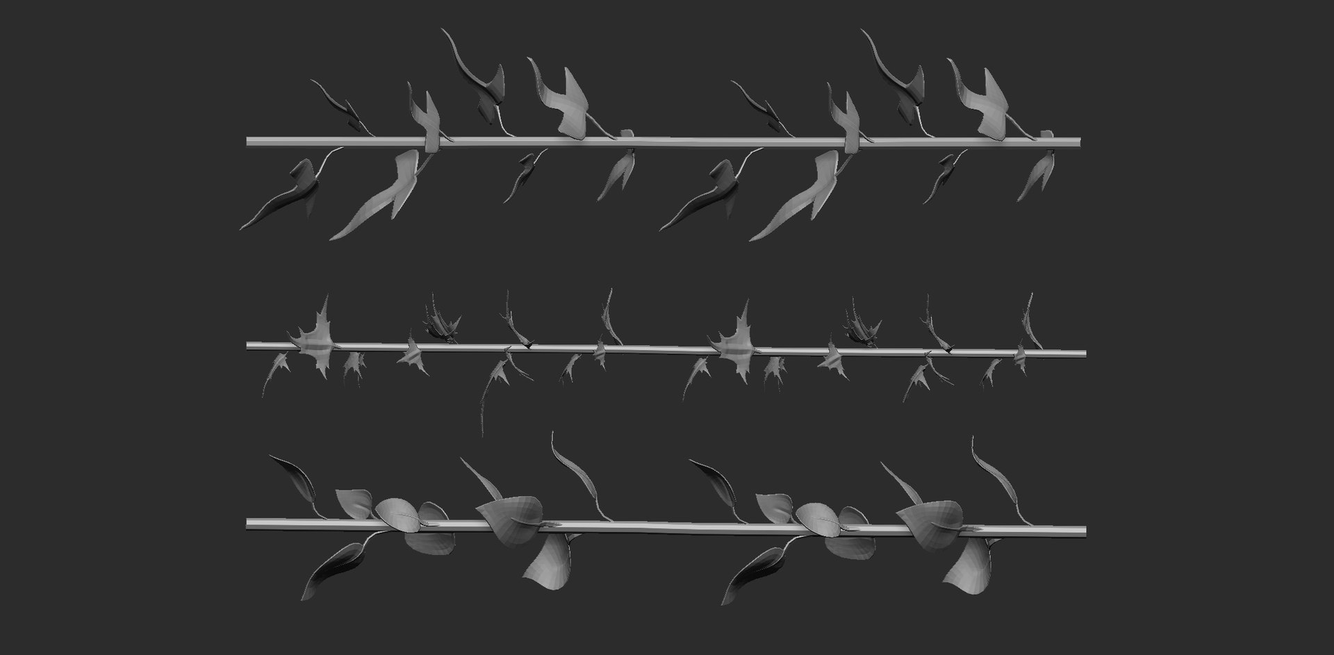 15 Low Poly Vine And Thorns Floral Zbrush IMM Curve Brush 3D Model ...