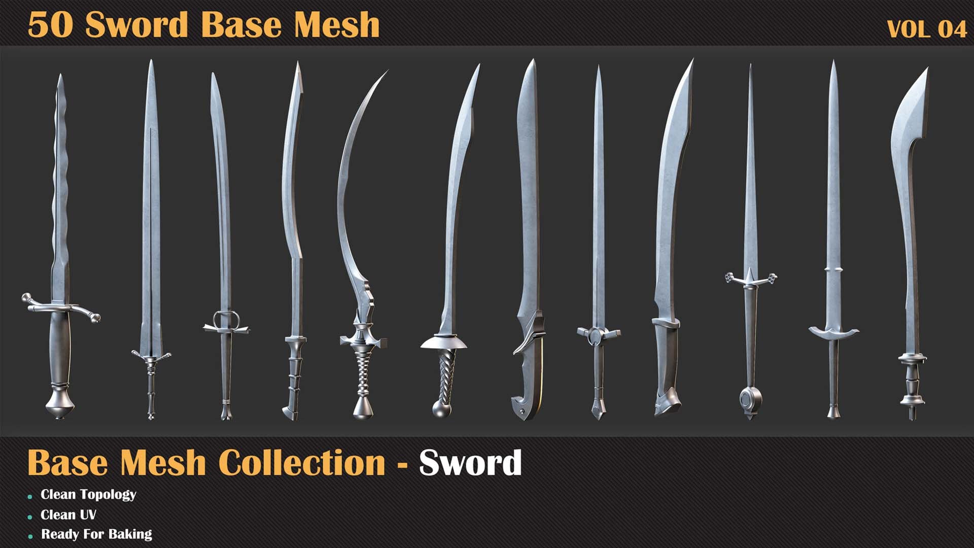50 Sword Base Mesh - VOL 05 Game Ready 3D Model - TurboSquid 2250549
