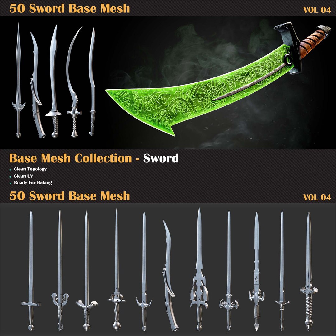 50 Sword Base Mesh - VOL 05 Game Ready 3D Model - TurboSquid 2250549