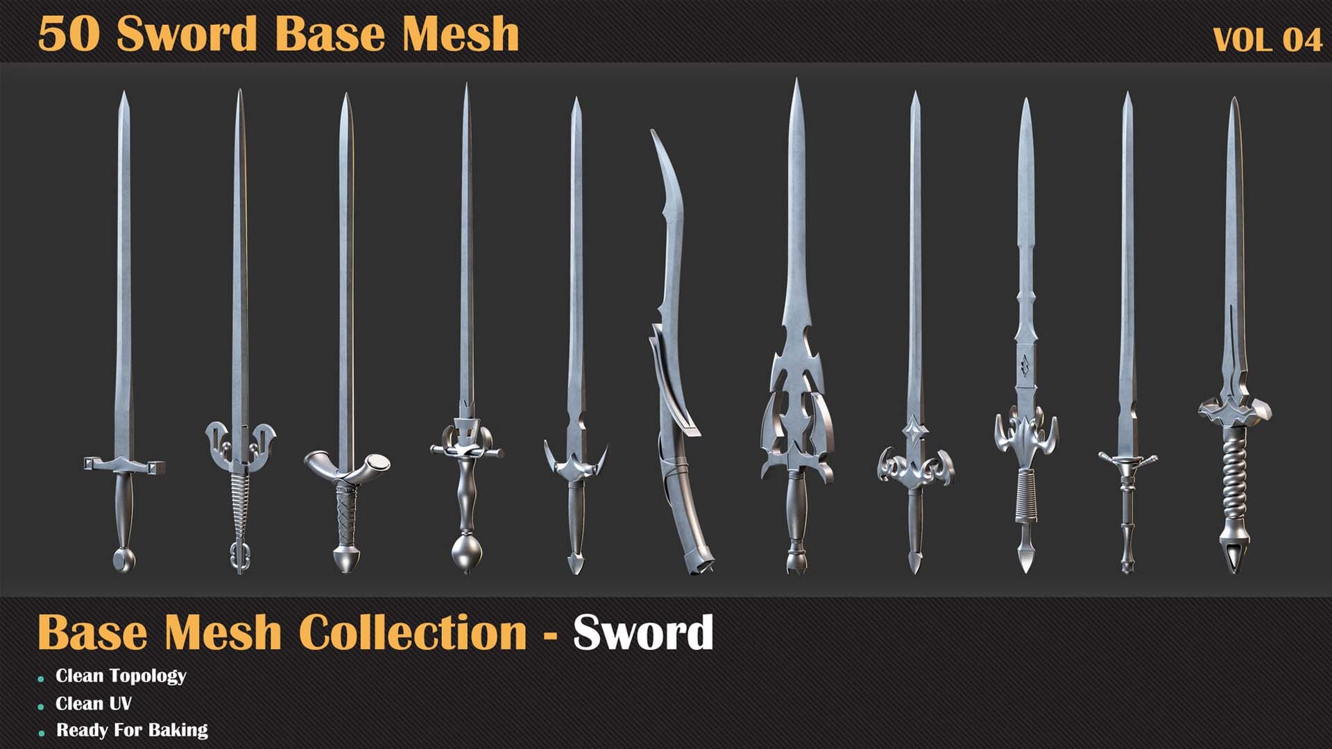 50 Sword Base Mesh - VOL 05 Game Ready 3D Model - TurboSquid 2250549