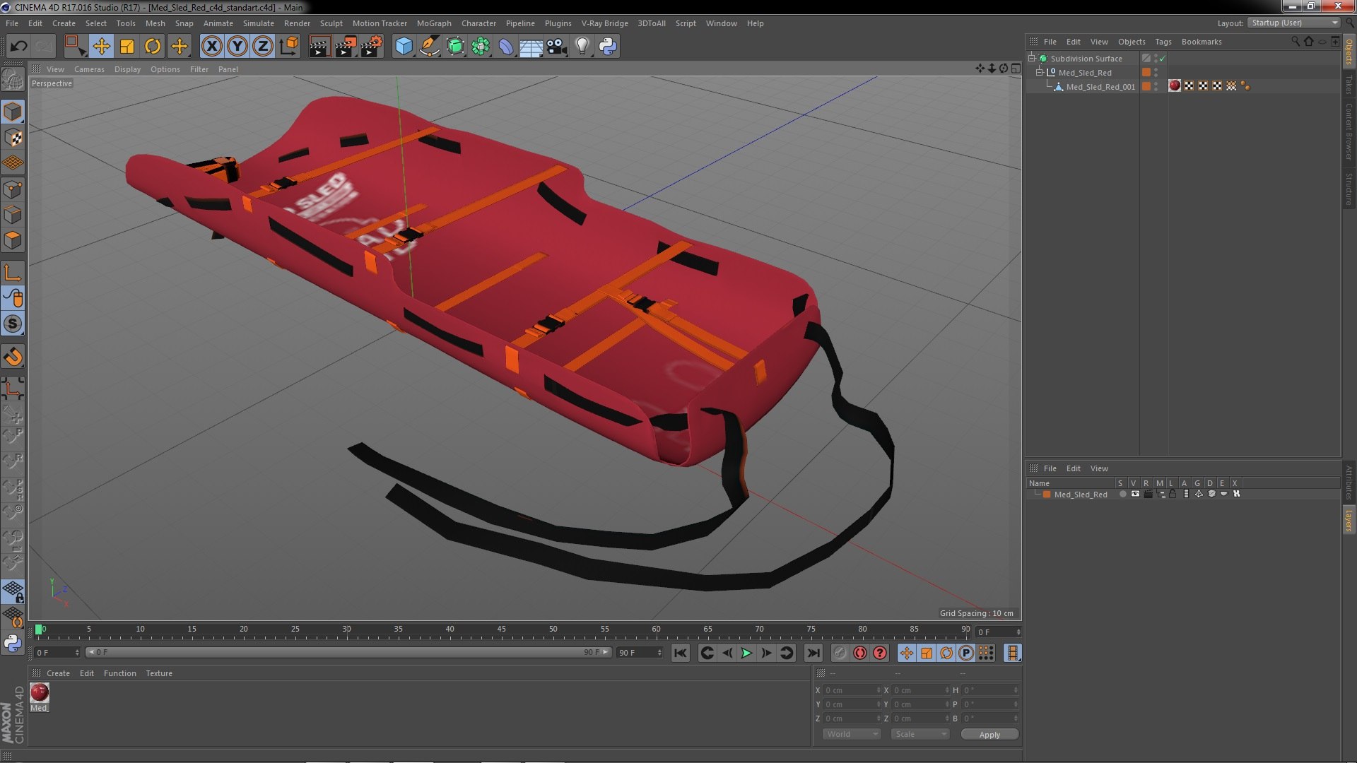 3D Med Sled Red - TurboSquid 2151726