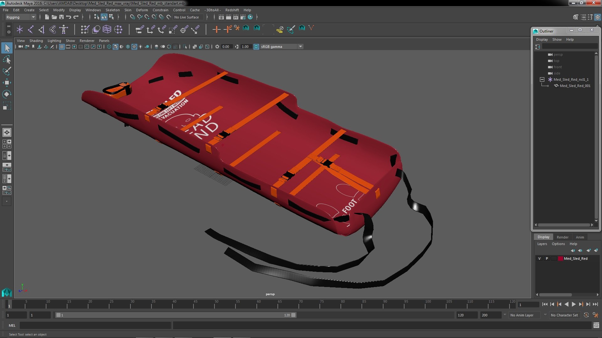 3D Med Sled Red - TurboSquid 2151726