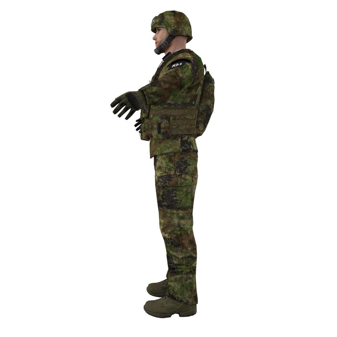 3d model rigged soldier 3