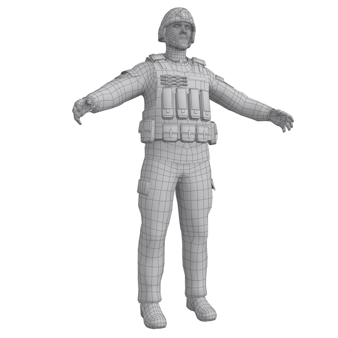 3d model rigged soldier 3