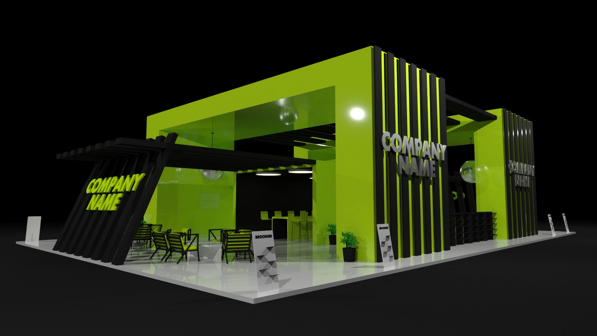 3D model Green Booth Exhibition Stand Stall - TurboSquid 2105387