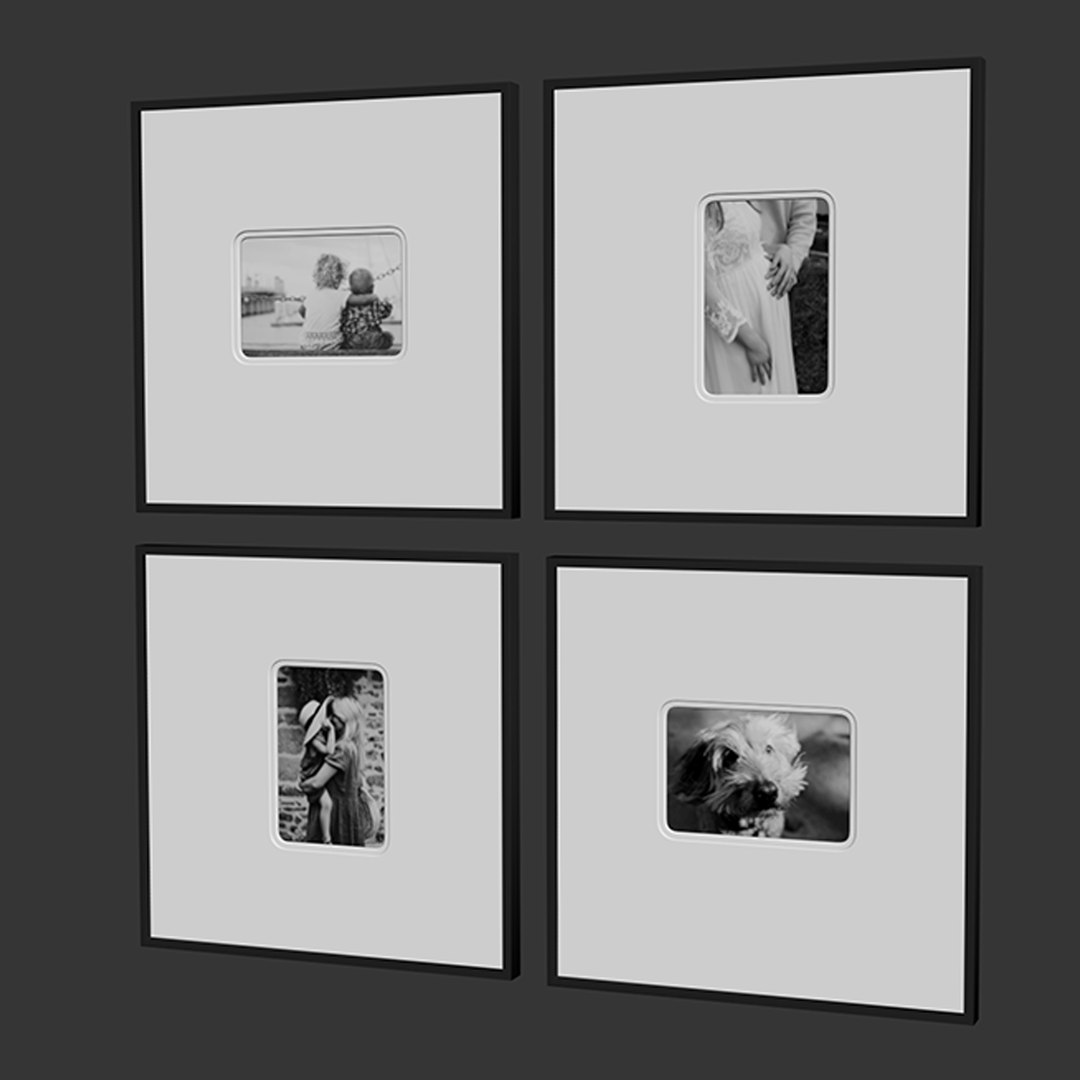 3D Wall Frames With Photos In Passe-partout - TurboSquid 2285977